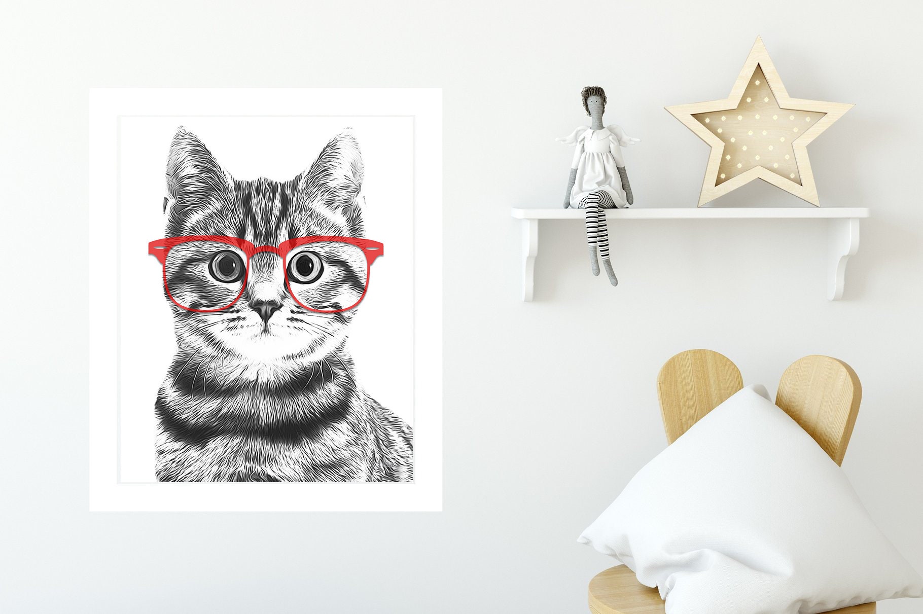 Cat Wall Art Cat Prints Cat Painting Nursery Print Pet - Etsy