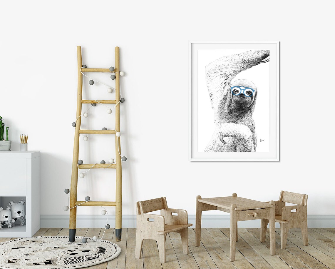 Sloth Art Print Sloth Download Printable Wall Art Animal - Etsy