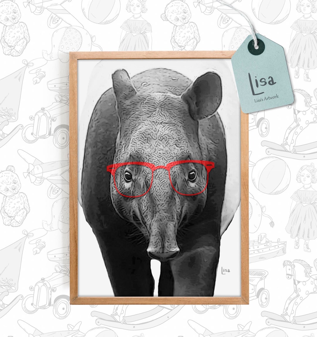 Tapir Art Print, Printable Wall Art, Animal Art Print, Animal Wall Art ...
