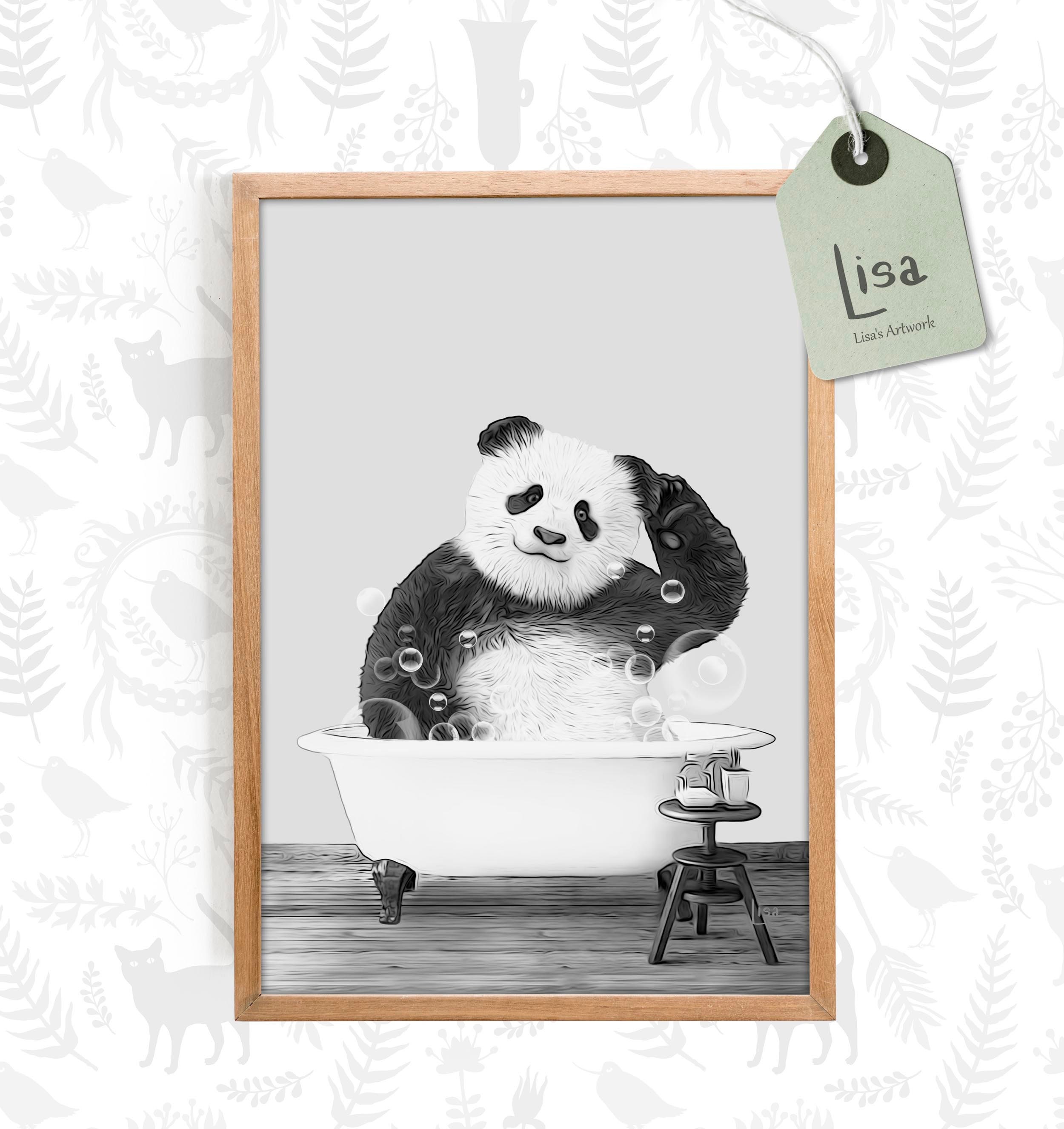 Bathroom art panda wall art cottagecore decor bathroom wall | Etsy
