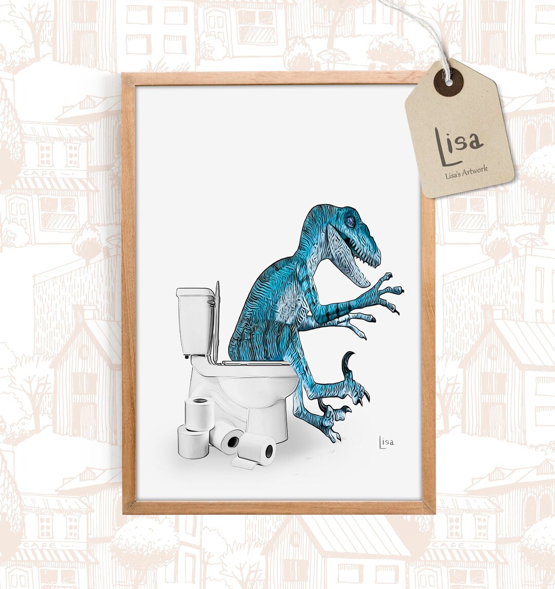 Bathroom Art, Dinosaur, Dinosaur Decor, Bathroom Wall Art, Bathroom ...