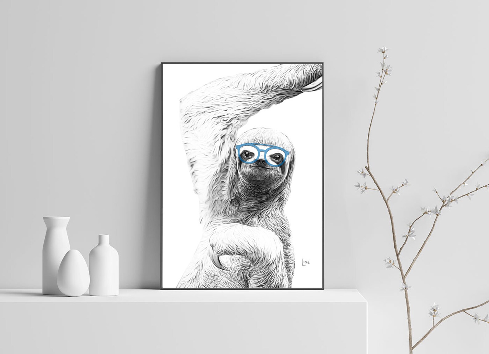 Sloth Art Print Sloth Download Printable Wall Art Animal - Etsy