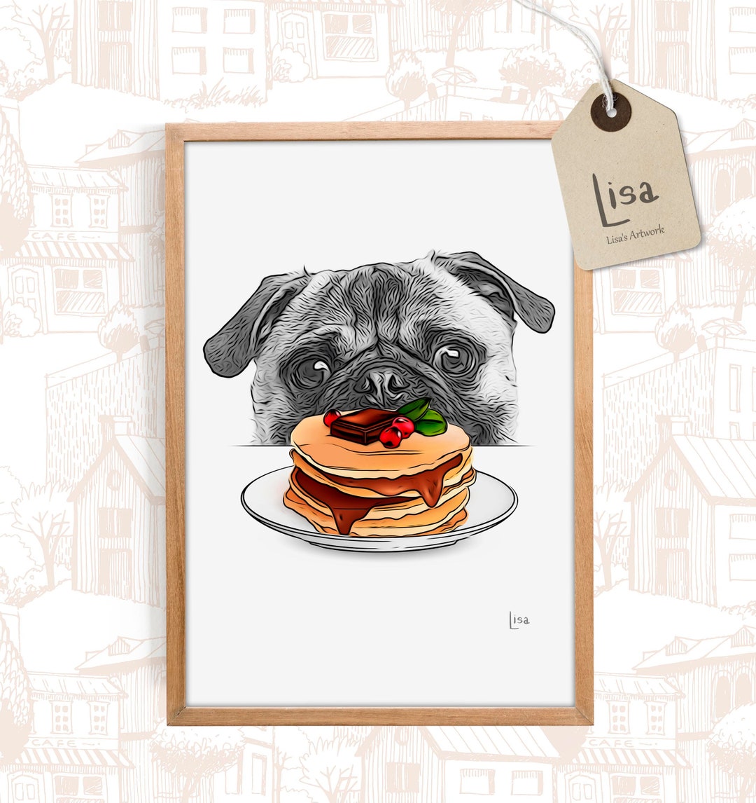 Kitchen, Pug, Pancake, Wall Decor, Wall Decor Prints, Kitchen Wall ...