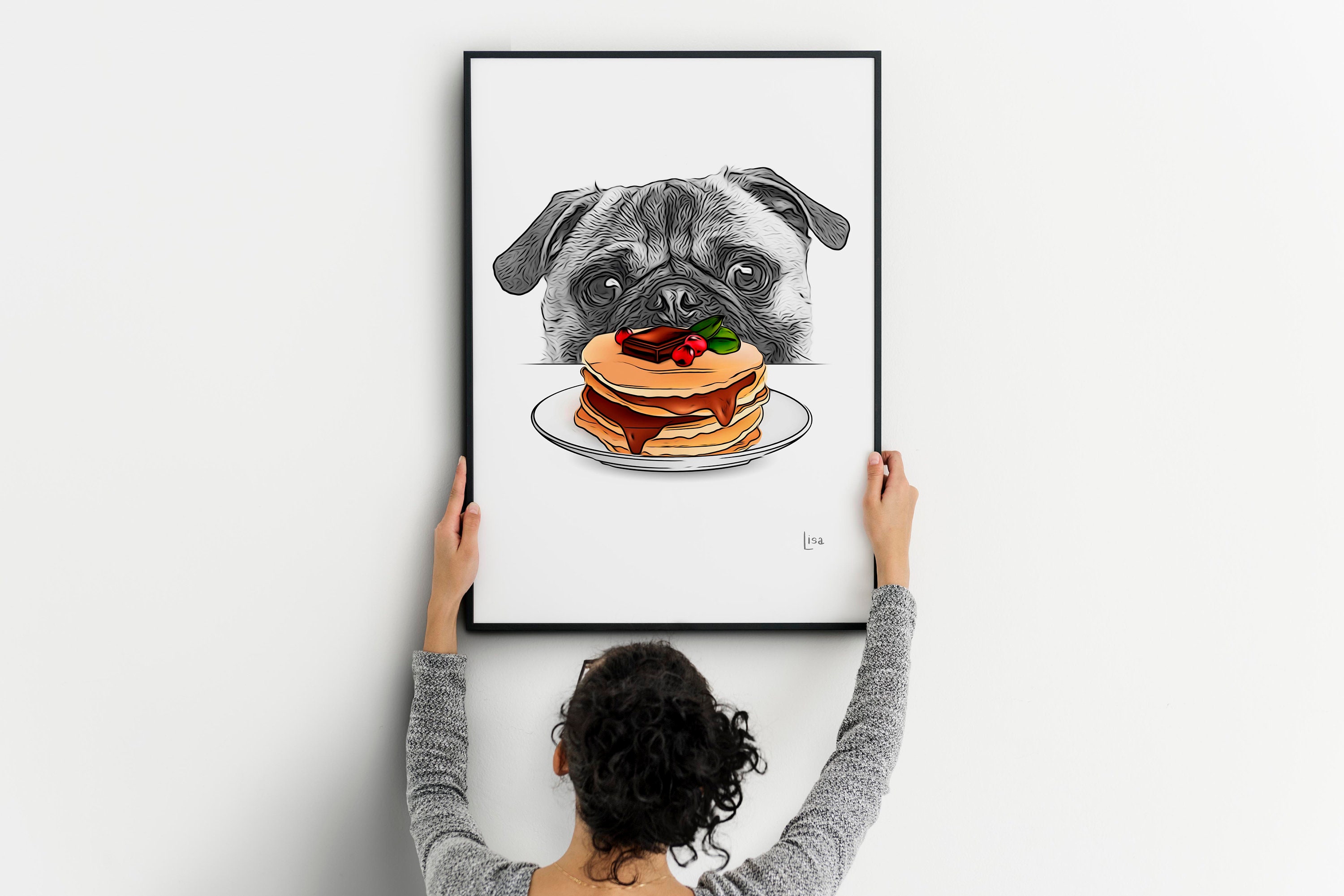 Kitchen Pug Pancake Wall Decor Wall Decor Prints Kitchen | Etsy