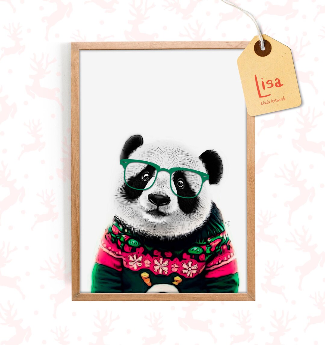 Panda Christmas Holiday Card Printable Christmas Christmas - Etsy