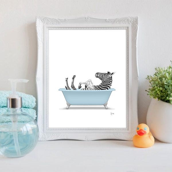 Bathroom Art Zebra Print Zebra Art Bathroom Wall Art - Etsy