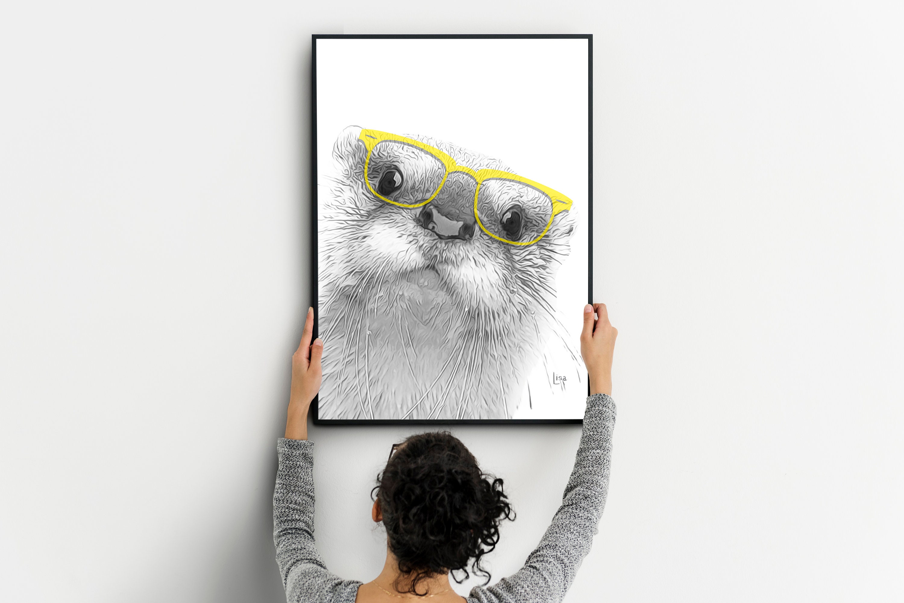 Otter print art otter nursery otter wall art printable wall | Etsy