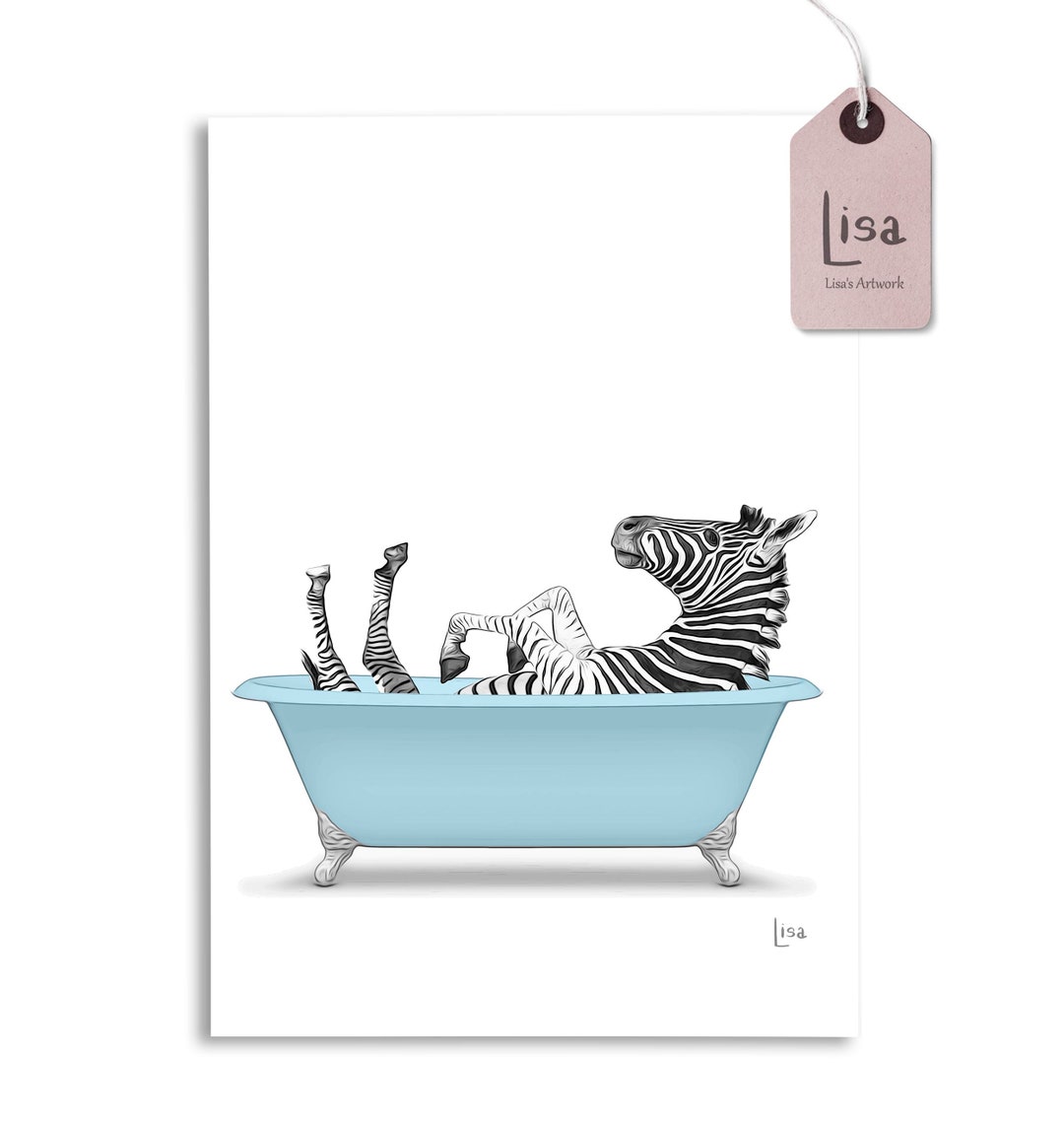 Bathroom Art, Zebra Print, Zebra Art, Bathroom Wall Art, Bathroom Kids ...