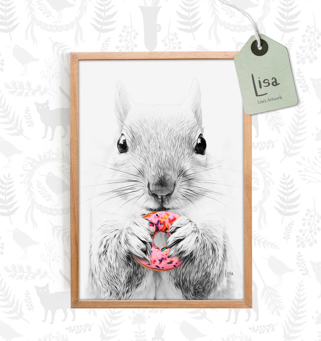 Kitchen, Squirrel, Donut Wall, Kitchen Wall Decor, Kids Room Decor ...