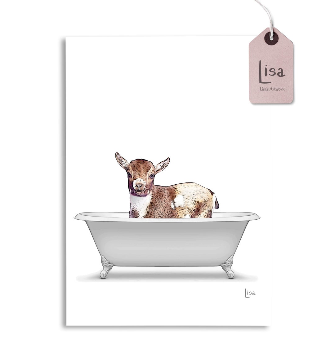 Goat, Bathroom Art, Bathroom Wall Art, Goat Gifts, Funny Bathroom Art ...