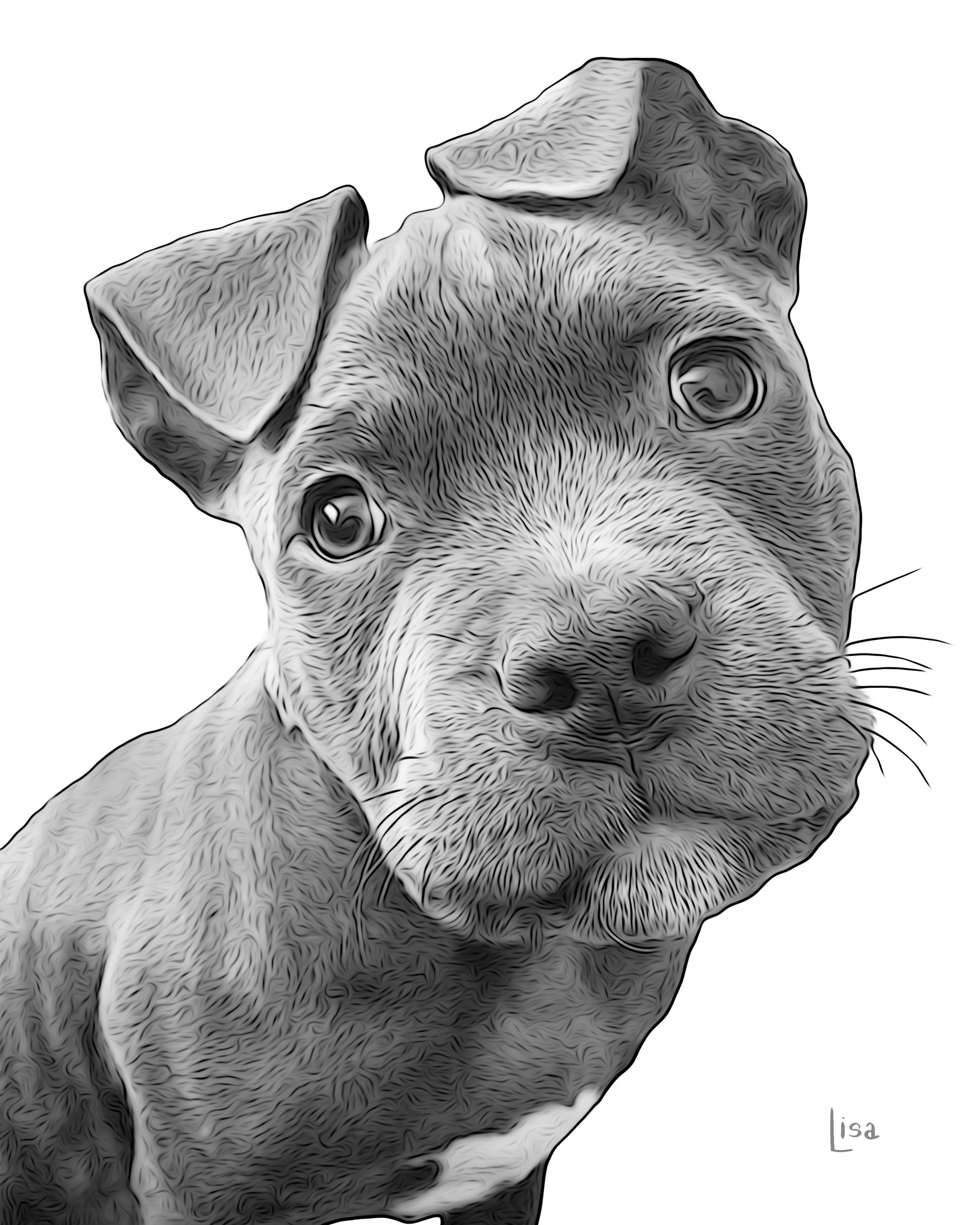 Custom Pet Portrait. Personalized Pet Dog Wall Art digital | Etsy
