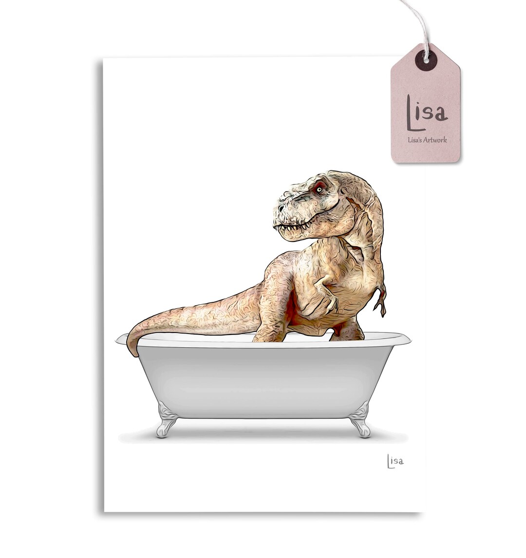 Bathroom Art T-rex Dinosaur Dinosaur Decor Bathroom Wall - Etsy