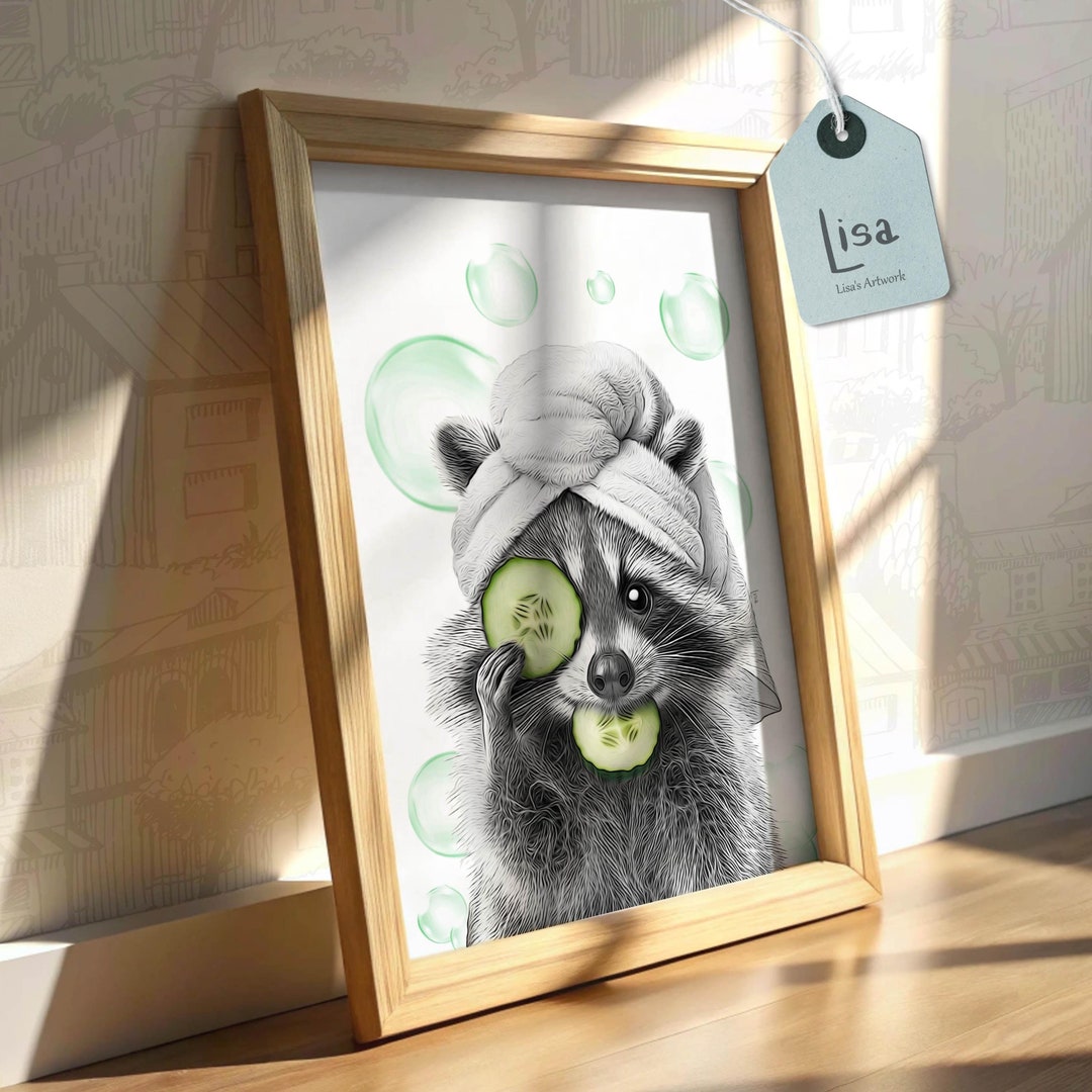 Bathroom Art, Raccoon, Spa Decor, Toilet Humor, Kids Bathroom, Bathroom ...