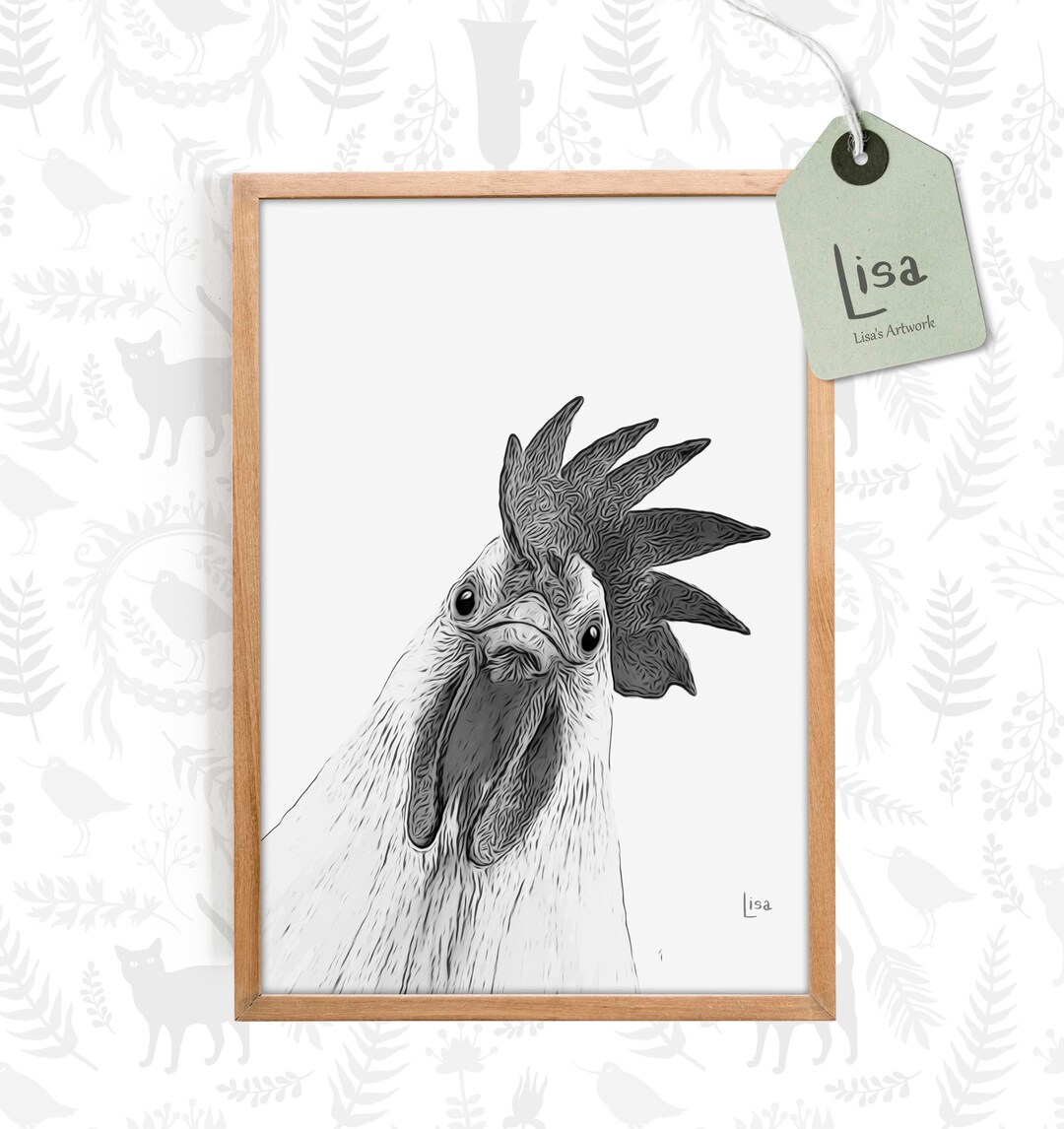 Chicken, Farm Animal Prints, Animal Art Print, Printable Wall Art, - Etsy