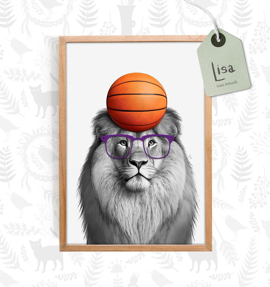 Lion Basket, Sport Poster, Basket, Kids Room Decor, Wall Art, Nursery ...