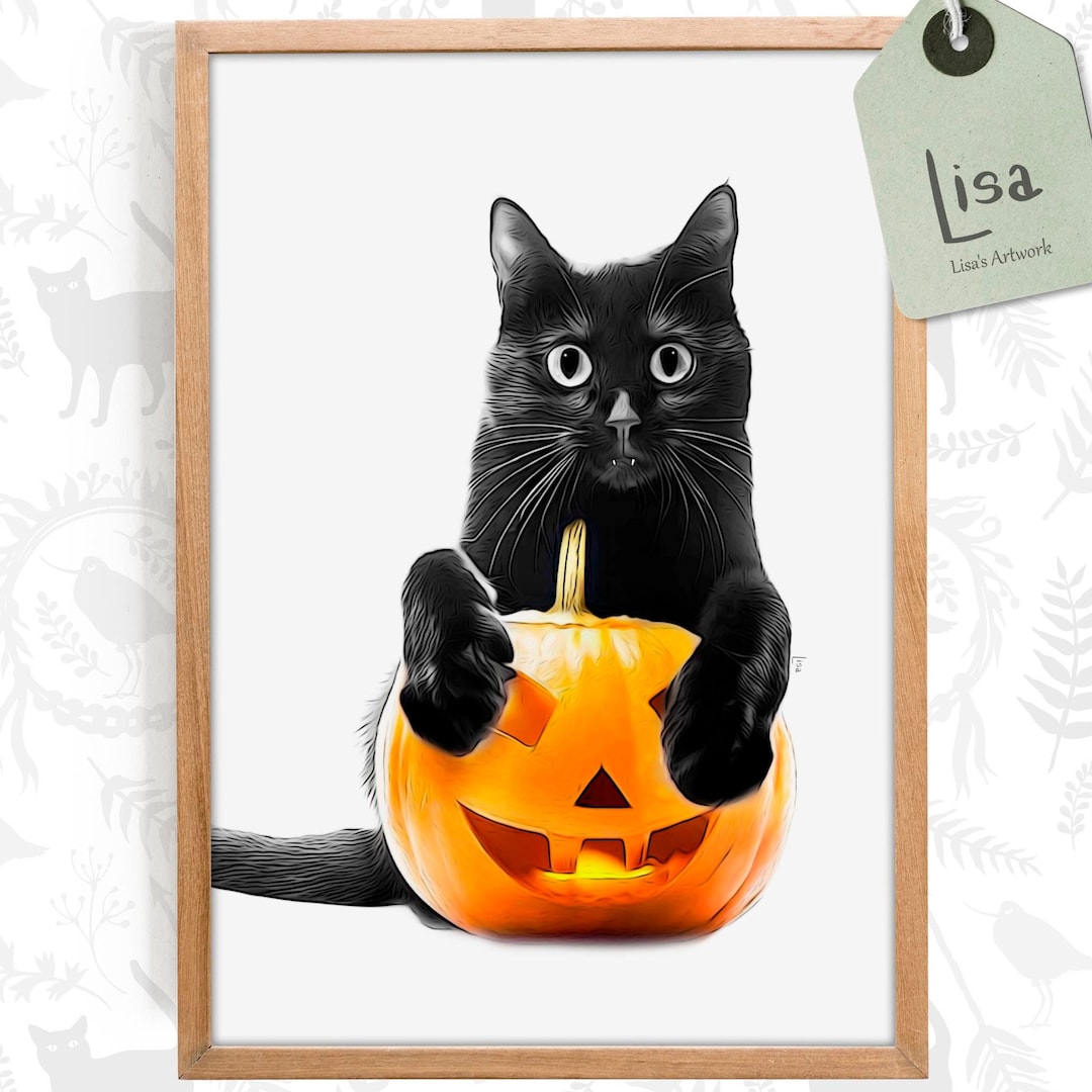 Black Cat Halloween Printables, Halloween Gift, Halloween Decor ...