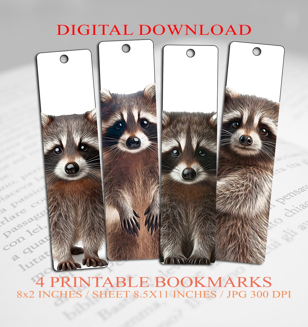 Printable Bookmarks Raccoon Gifts for Readers for Kids - Etsy