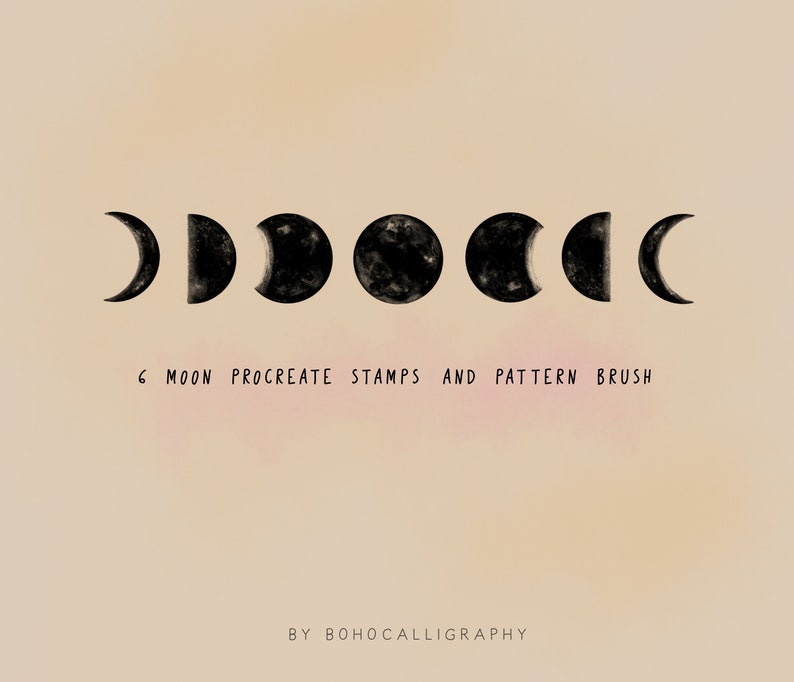 Hand Drawn Moon Procreate Stamp Brushes Seamless Moon Pattern Brush for ...