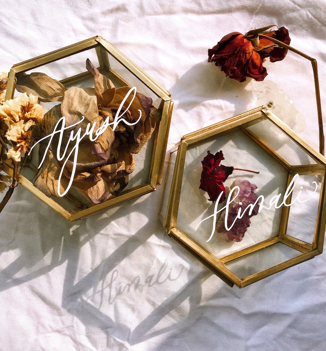Personalised Glass Wedding Ring Box | Custom Calligraphy Glass ...
