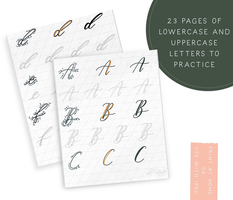 Two in One Monoline and Faux Calligraphy Printable Worksheets | DIGITAL ...