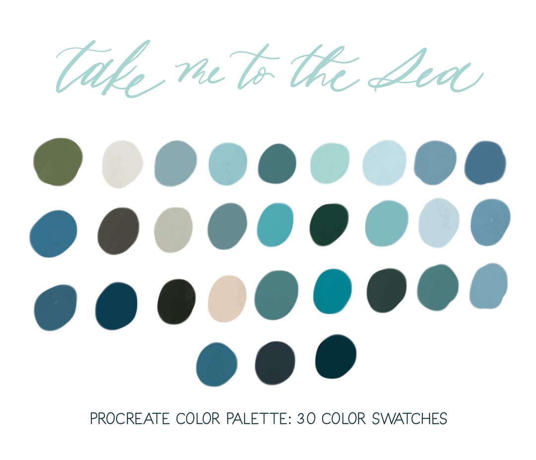 Take Me to the Sea Procreate Color Palette, Procreate Color Swatches ...