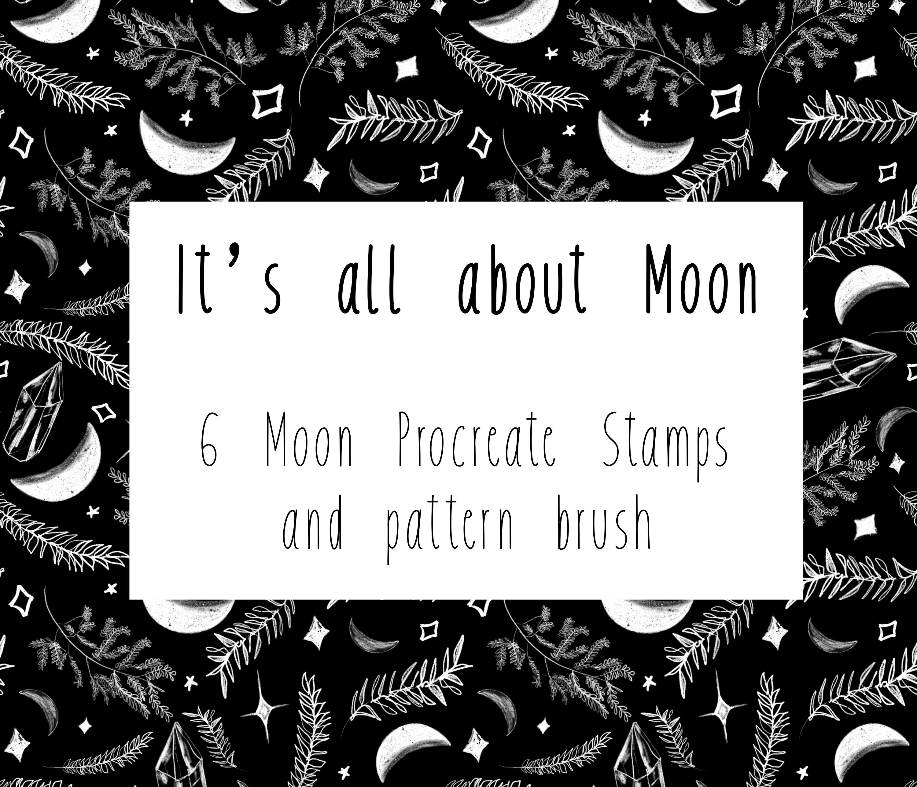 Hand Drawn Moon Procreate Stamp Brushes Seamless Moon Pattern Brush for ...