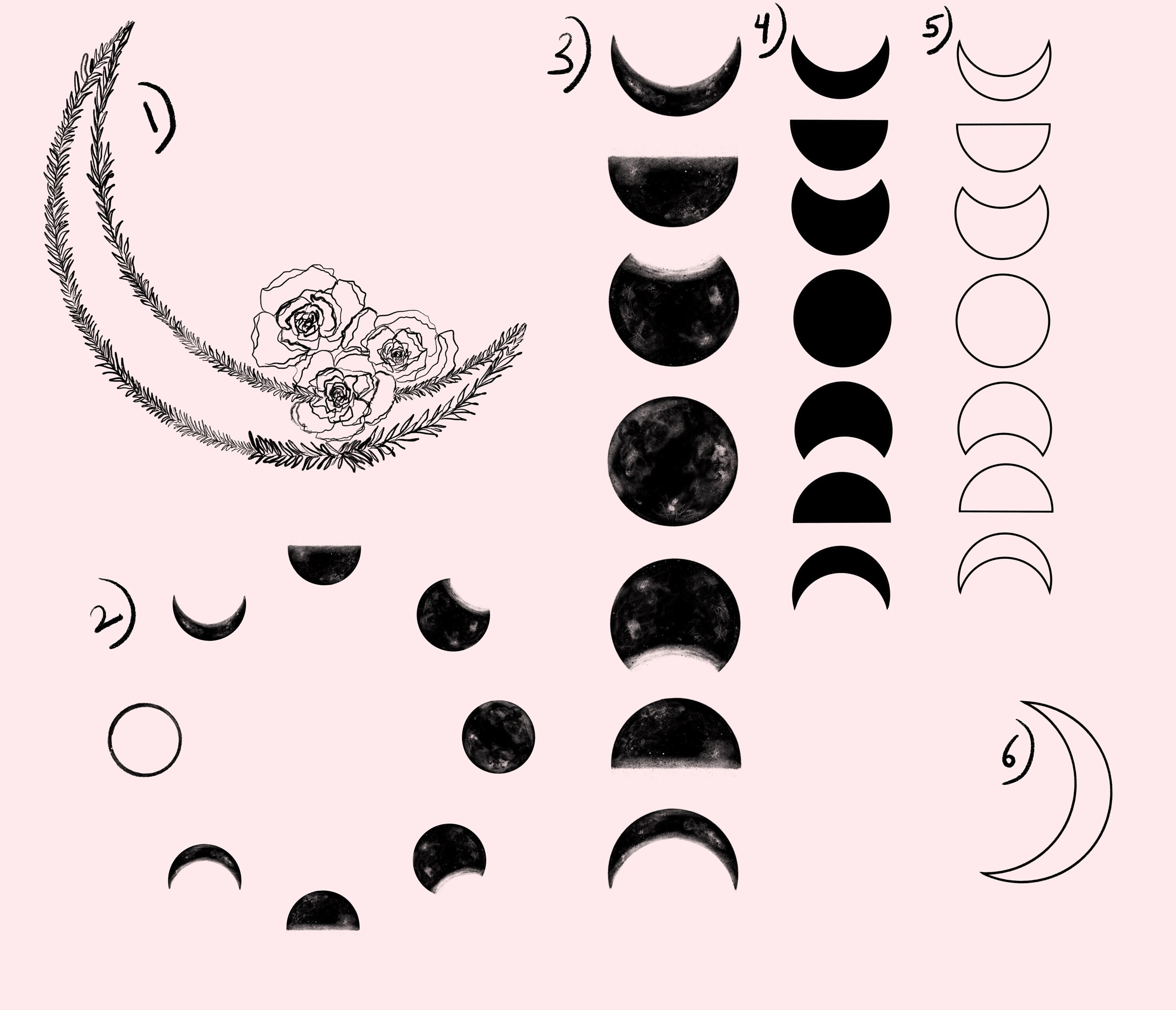 Hand Drawn Moon Procreate Stamp Brushes | Seamless Moon Pattern Brush ...
