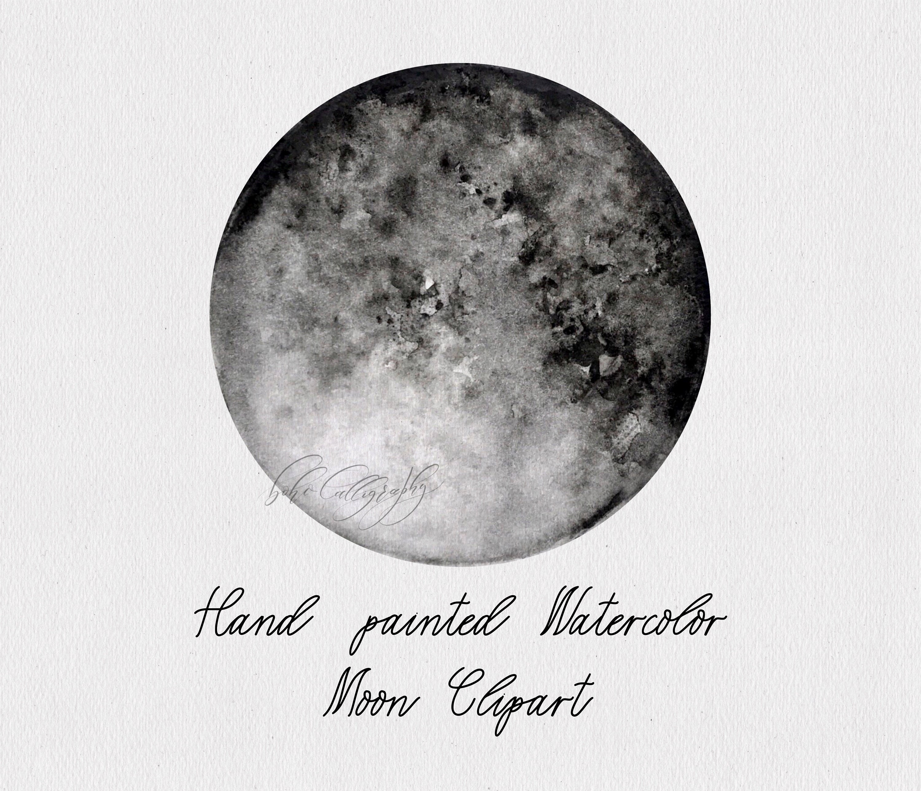 Full Moon Watercolor Art Print Handpainted Watercolour Full - Etsy