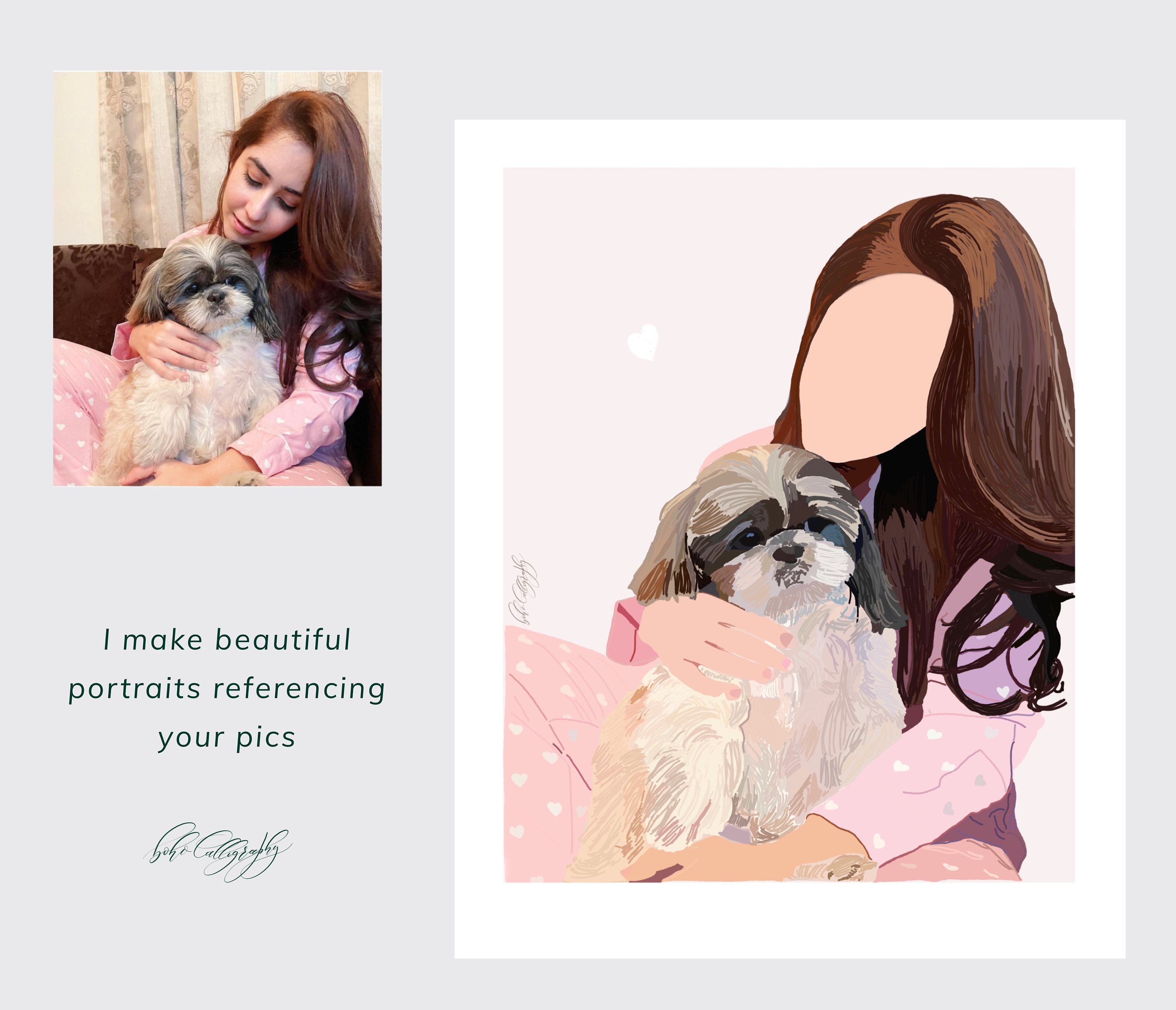 Custom Digital Portrait Illustration | Minimalist Faceless Digital ...