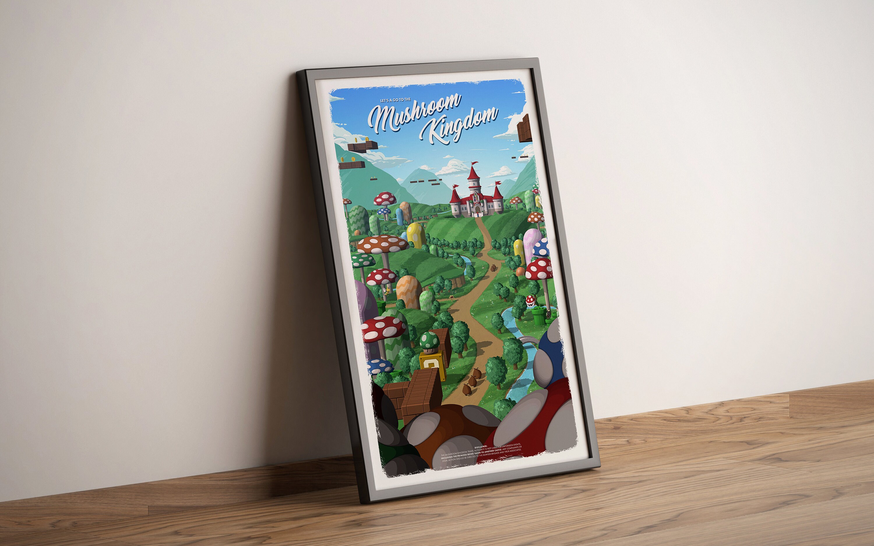 Mushroom Kindgom (super Mario) Travel Poster, Retro Gamer Wall Art - Etsy