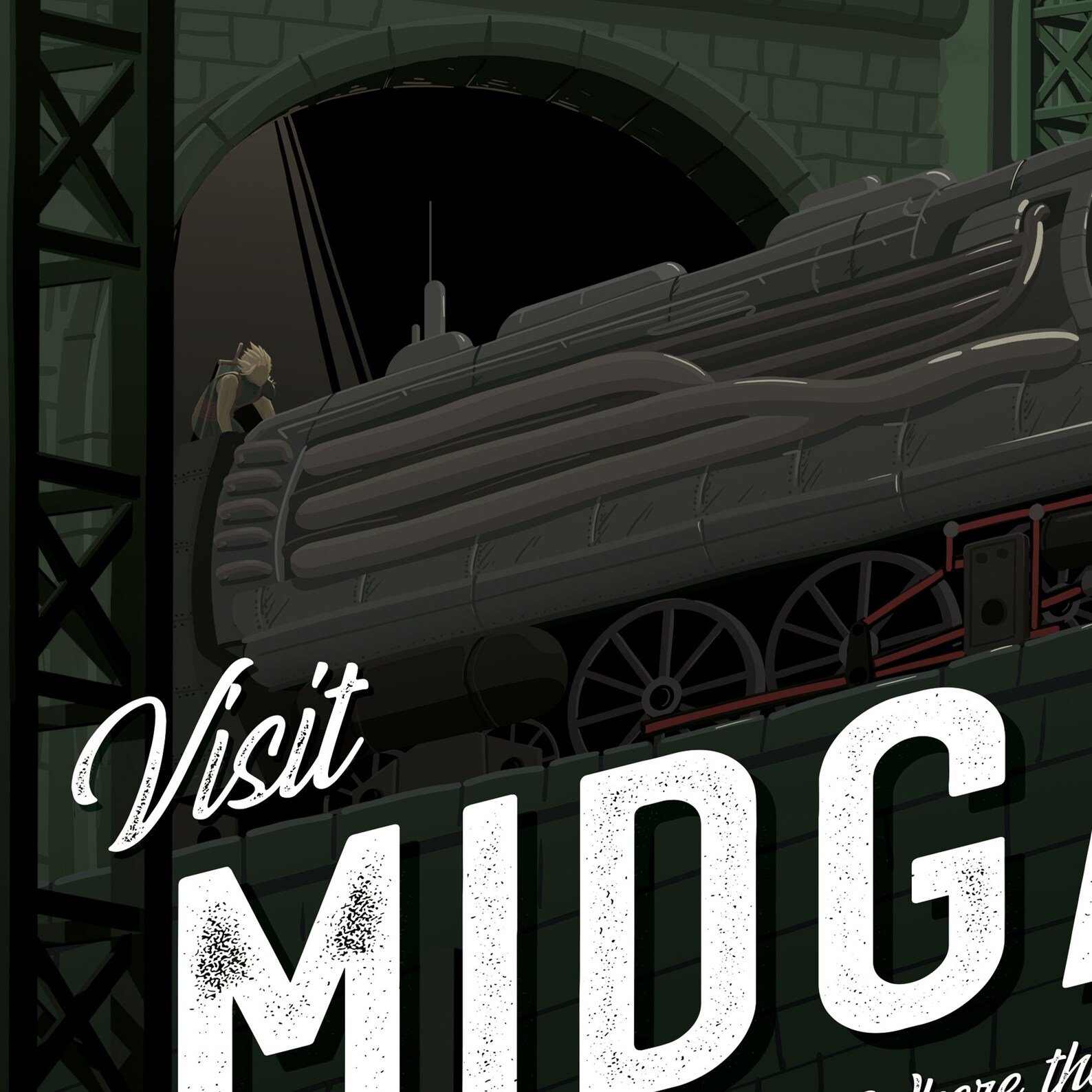Midgar final Fantasy 7 Travel Poster, Retro Vintage Illustration, PC ...