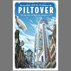 Piltover (arcane / Lol) - Travel Poster, Retro Vintage Illustration, PC ...