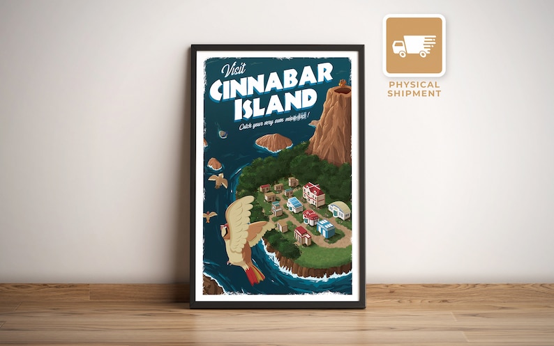 Cinnabar Island (pokemon) Travel Poster, Retro Gamer Wall Art - Etsy