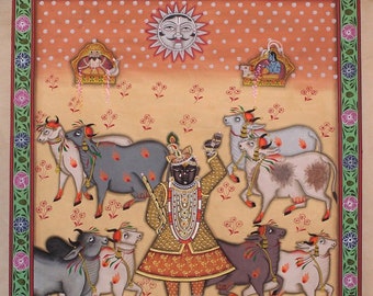 Painting of Lord Krishna Pichwai Painting Hand Painted on - Etsy