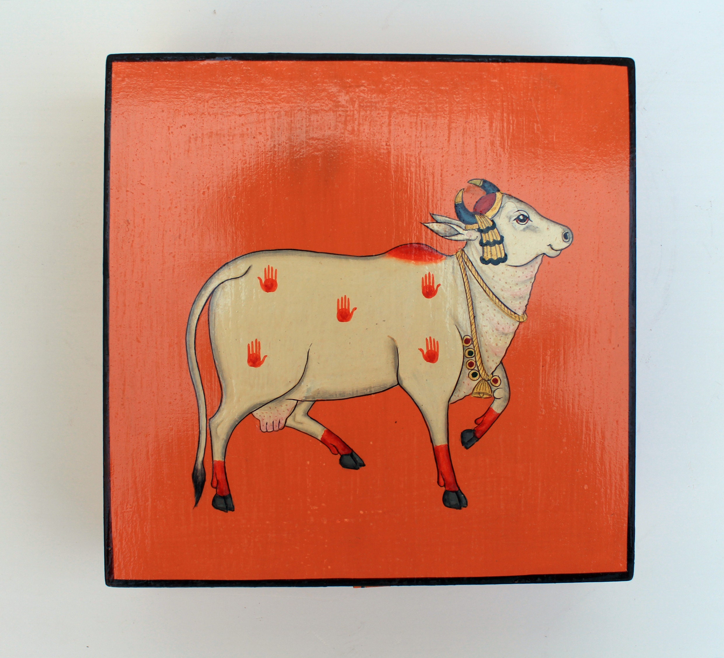 Beautifully Hand Painted Cow on Wooden Box. - Etsy