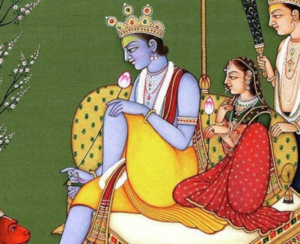 Painting of Lord Rama and Seeta Ram Darbaar Pichwai Painting - Etsy