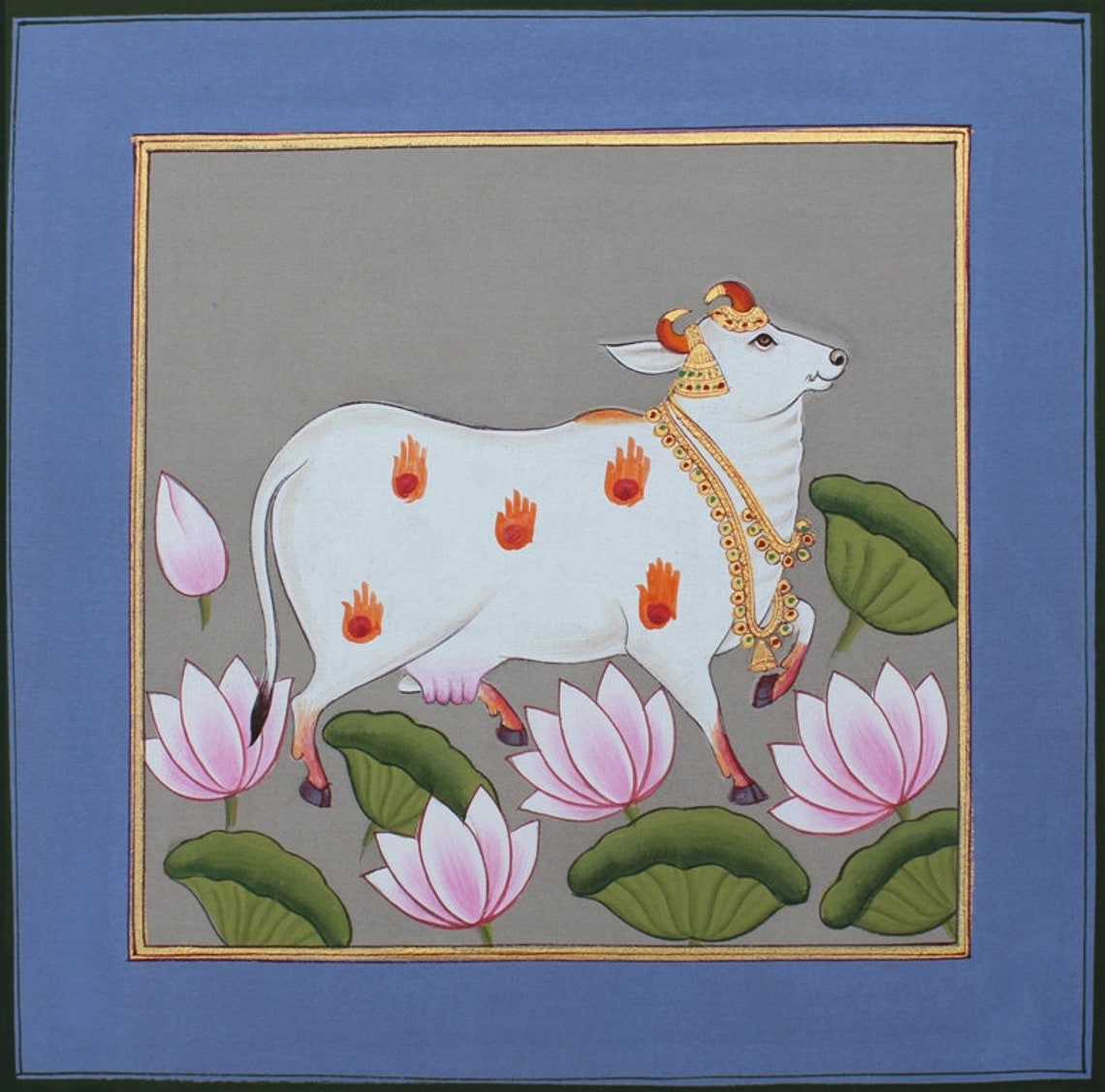 Set of 2 Beautiful Cow Pichwai Painting on Cloth With Natural | Etsy