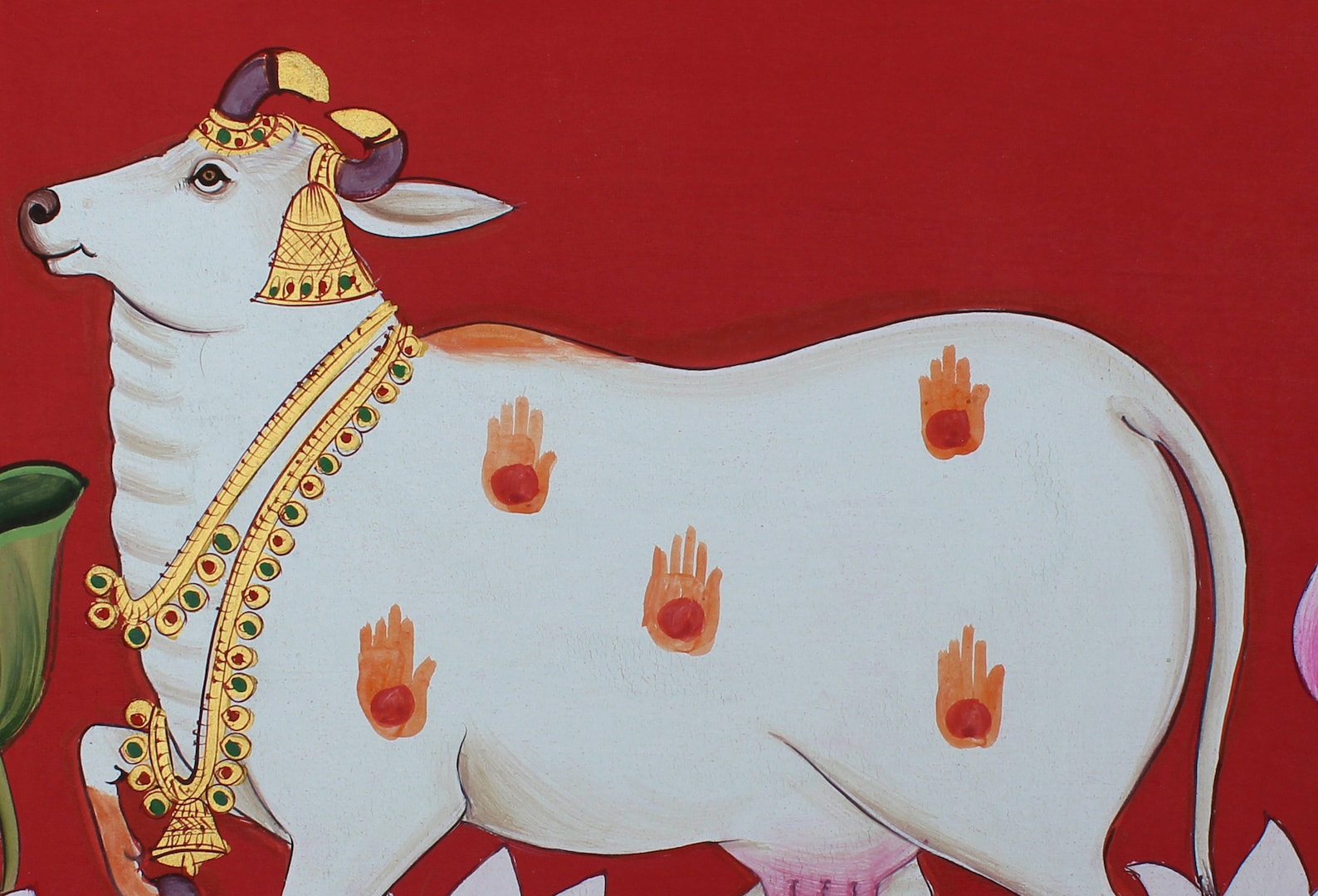Cow & Lotus Wall Traditional Cloth Pichwai Cow Love Wall - Etsy
