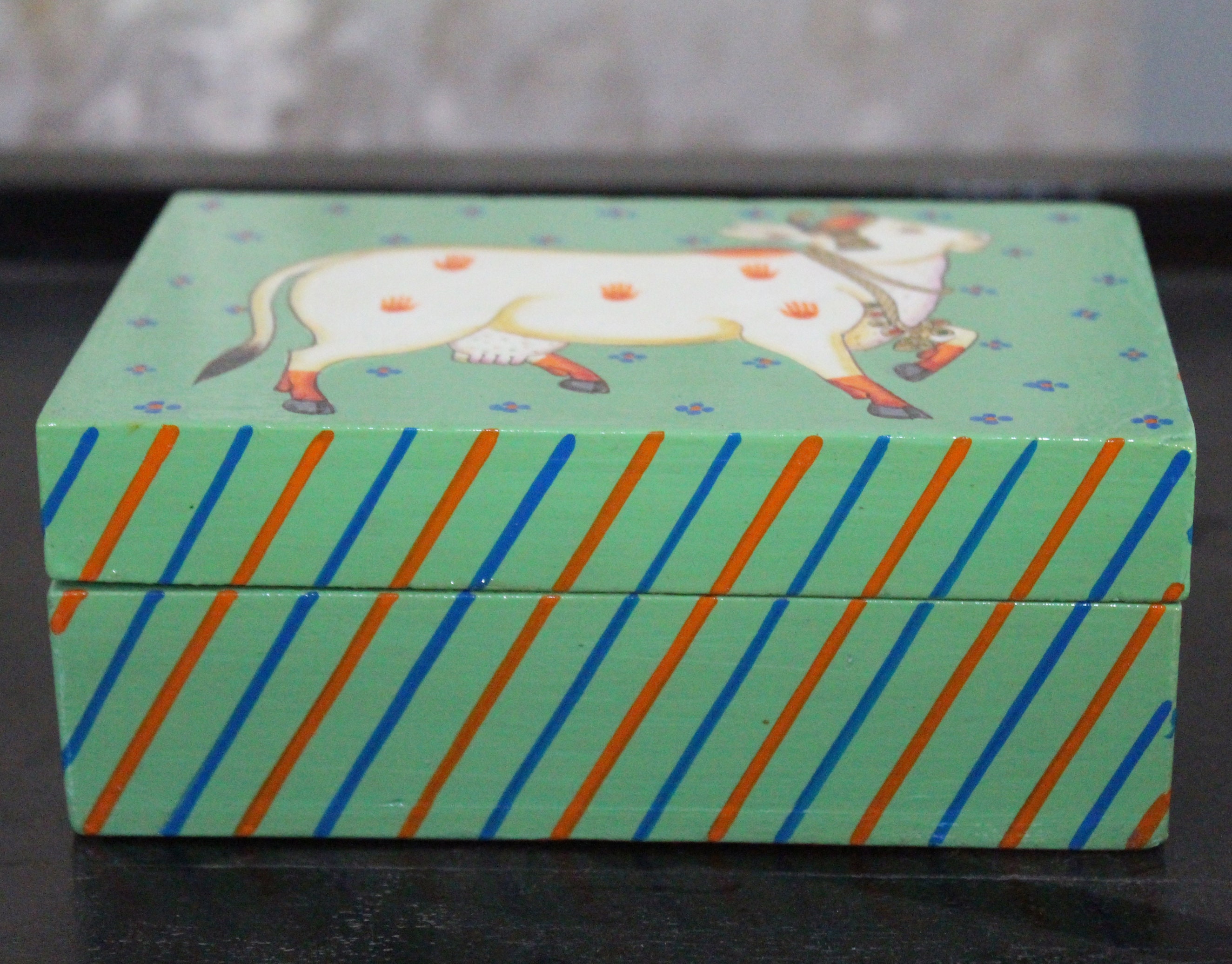 Beautifully Hand Painted Cow on Wooden Box, Trendy Jewelry Box ...