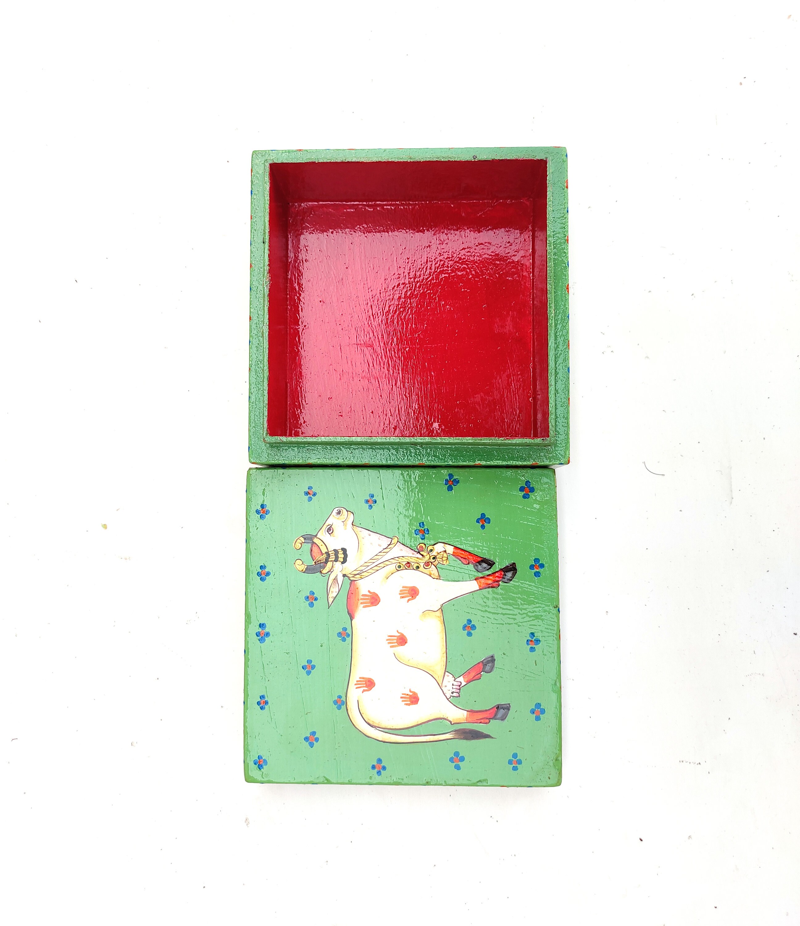Hand Painted Cow on Wooden Box , Painted Storage Box , Cow Print Box ...