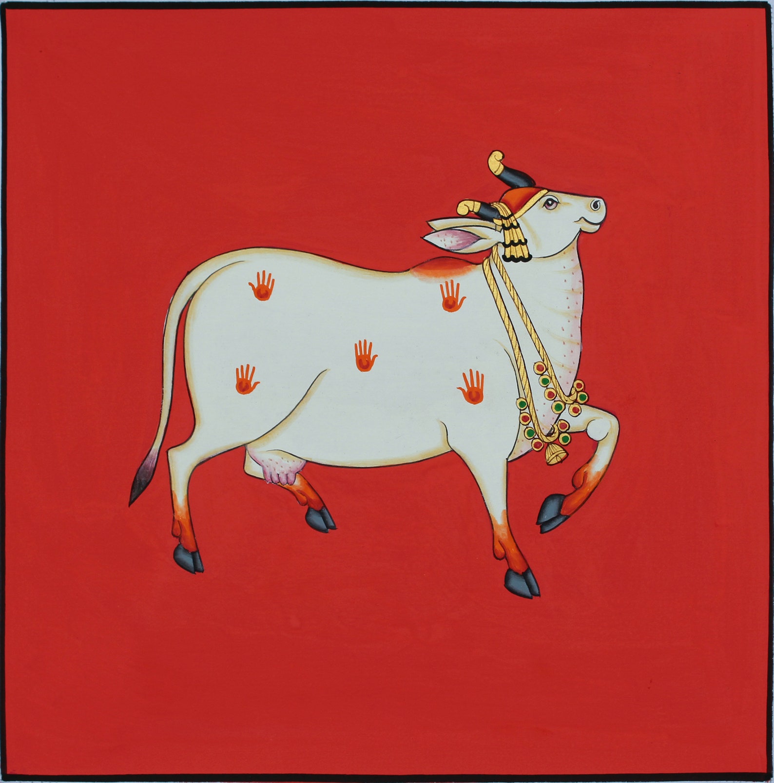 Traditional Wall Painting of Lord Cow for Wall Decorative Stone Color ...