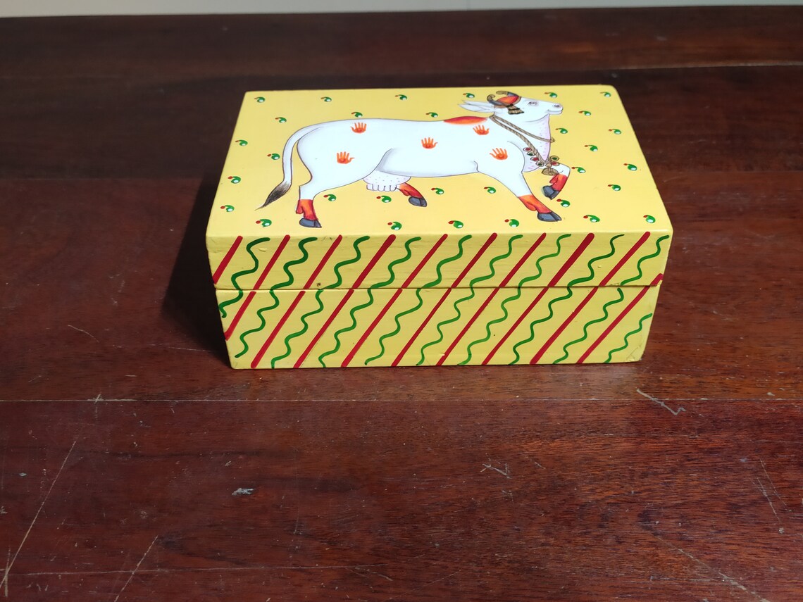 Beautifully Hand Painted Cow on Wooden Box. - Etsy