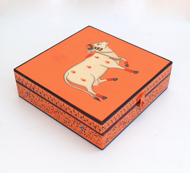 Beautifully Hand Painted Cow on Wooden Box. - Etsy