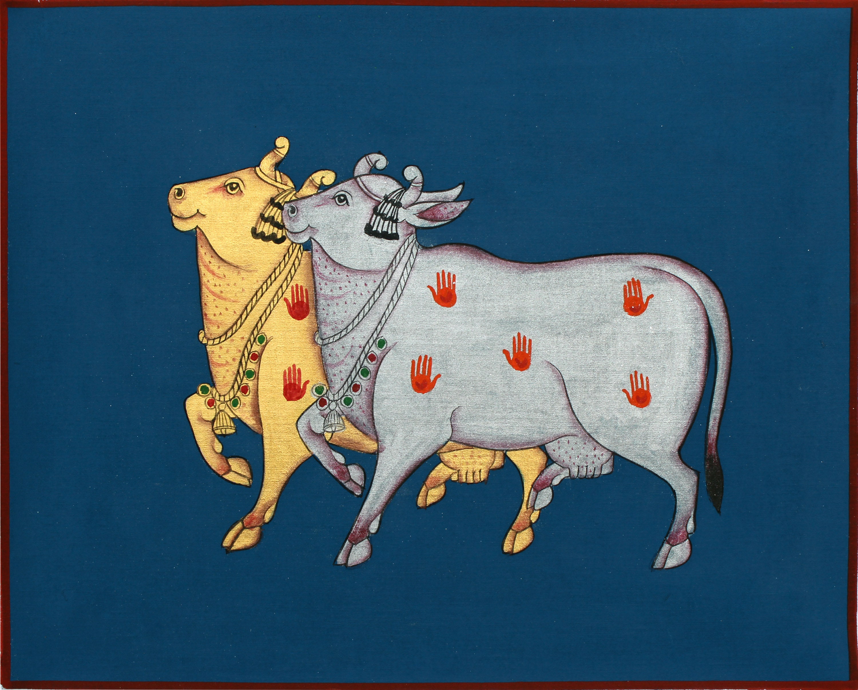 Traditional Wall Painting of Cows With Real Gold and Silver | Etsy