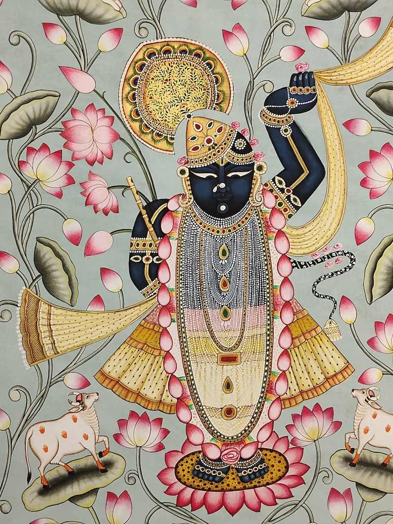 Landscape Painting of Thakur Ji ,shrinath Ji With Cows ,original ...