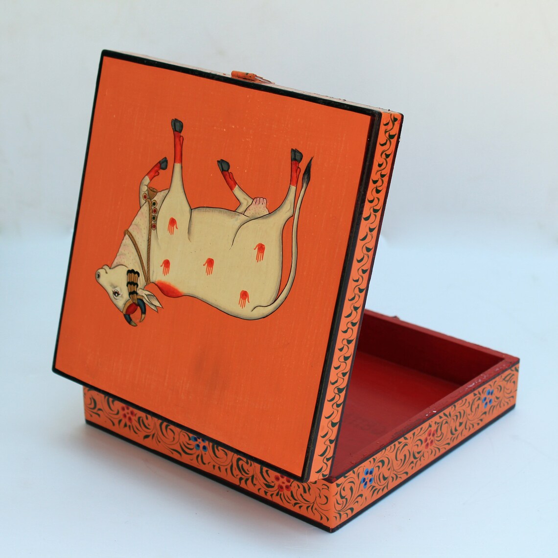 Beautifully Hand Painted Cow on Wooden Box. - Etsy
