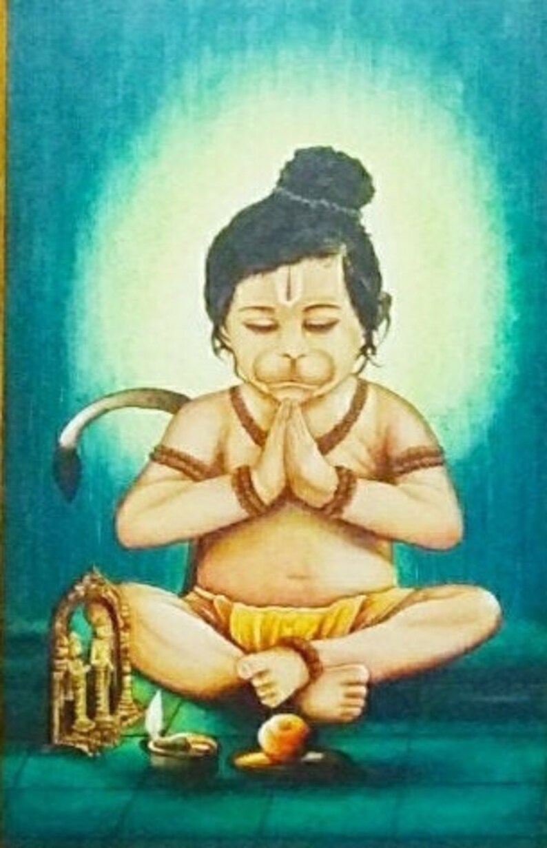 Beautifully Hand Painted Baby Hanuman Ji on Canvas With - Etsy