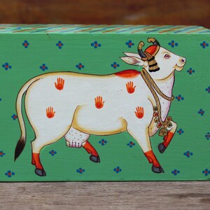 Beautifully Hand Painted Cow on Wooden Box, Trendy Jewelry Box ...