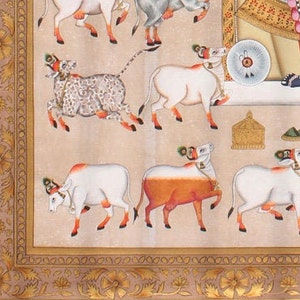 Traditional Painting of Lord Krishna With Cows, Handmade Pichwai Art ...