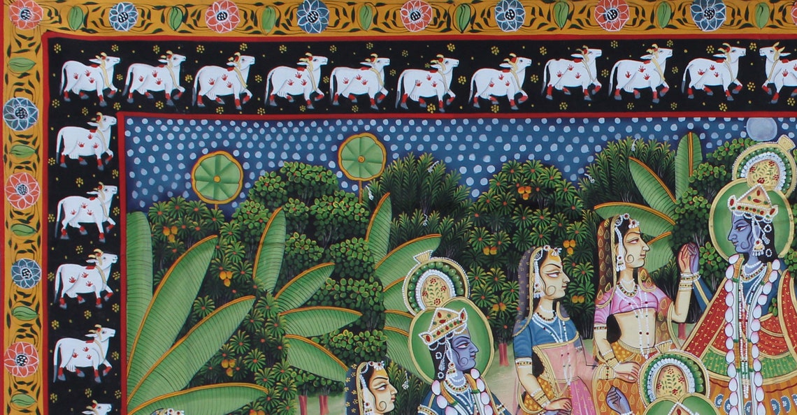 Traditional Indian Painting of Shri Krishna Ji With Gopis,devotional ...